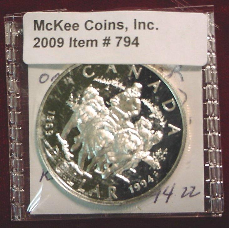 1969-1994 Canada "Dog Sled" Silver Dollar