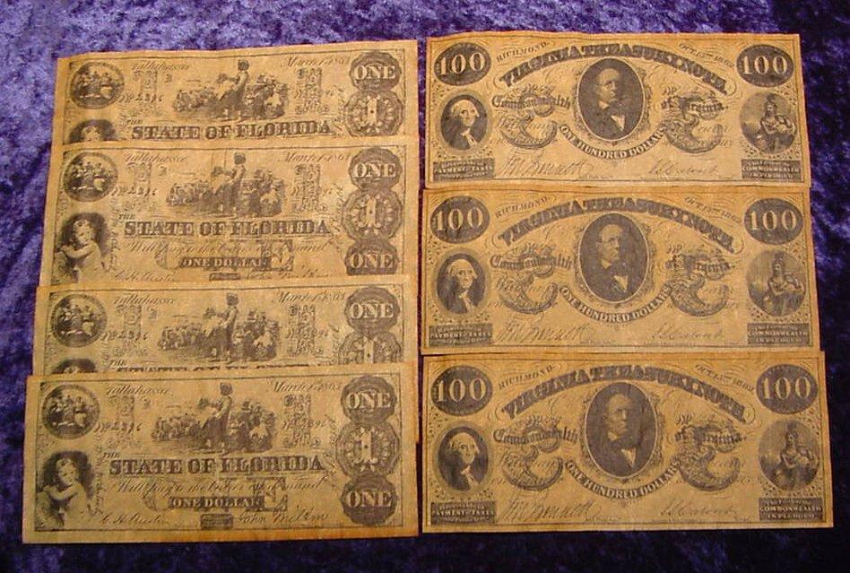 (7) Replica Civil War Banknotes from Virginia