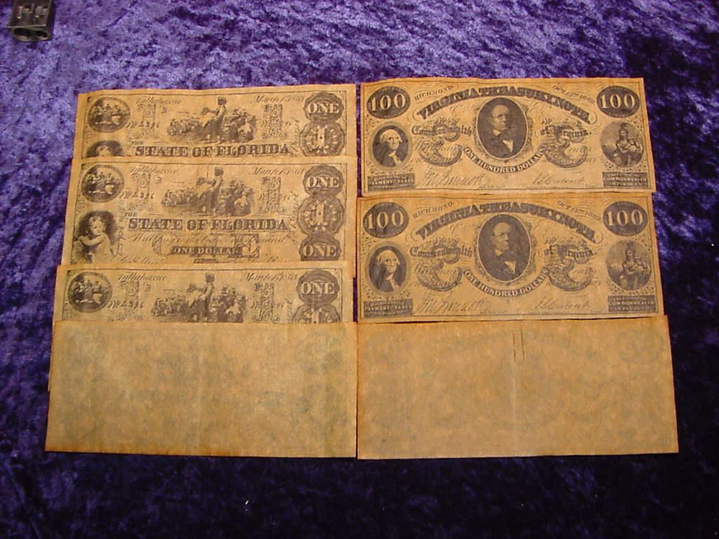 (7) Replica Civil War Banknotes from Virginia