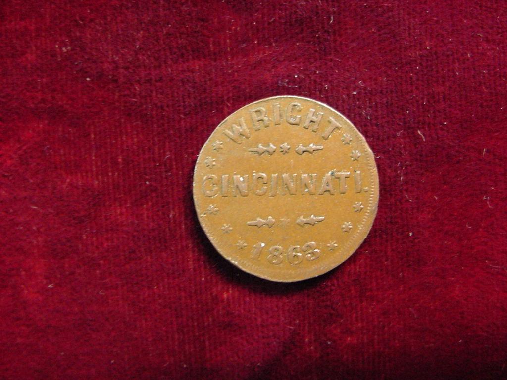 1863 Civil War Token. Wright, Cincinnati