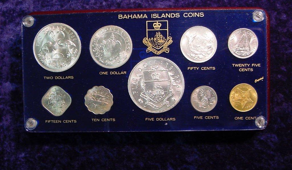 1966 Bahamas 9-Coin. UNC Coin Set.