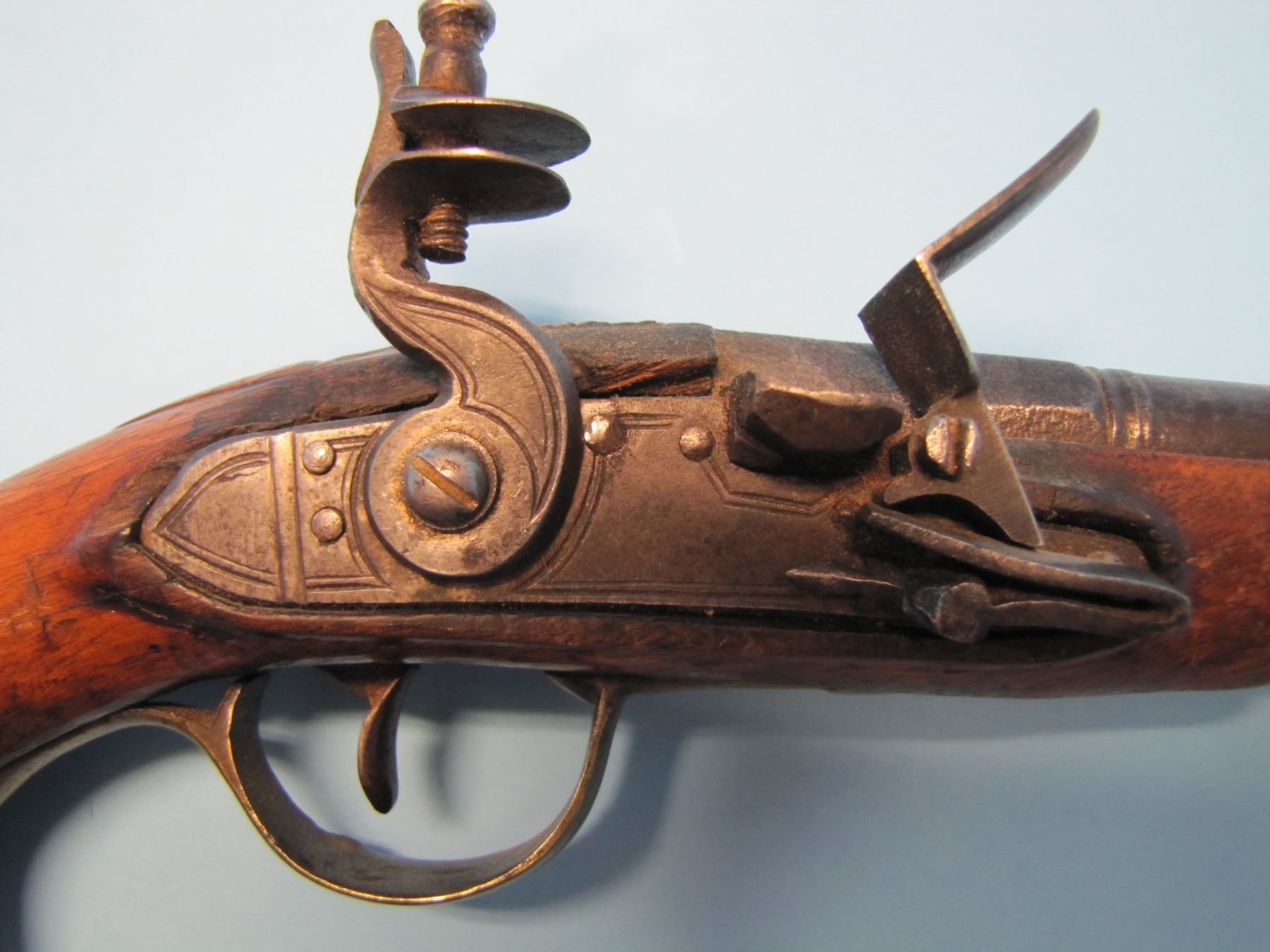 ANTIQUE Flintlock Pistol Maker Uknown Brass Hardware Lock Unmarked ANTIQUE Flintlock Pistol Maker Uknown Brass Hardware Lock Unmarked