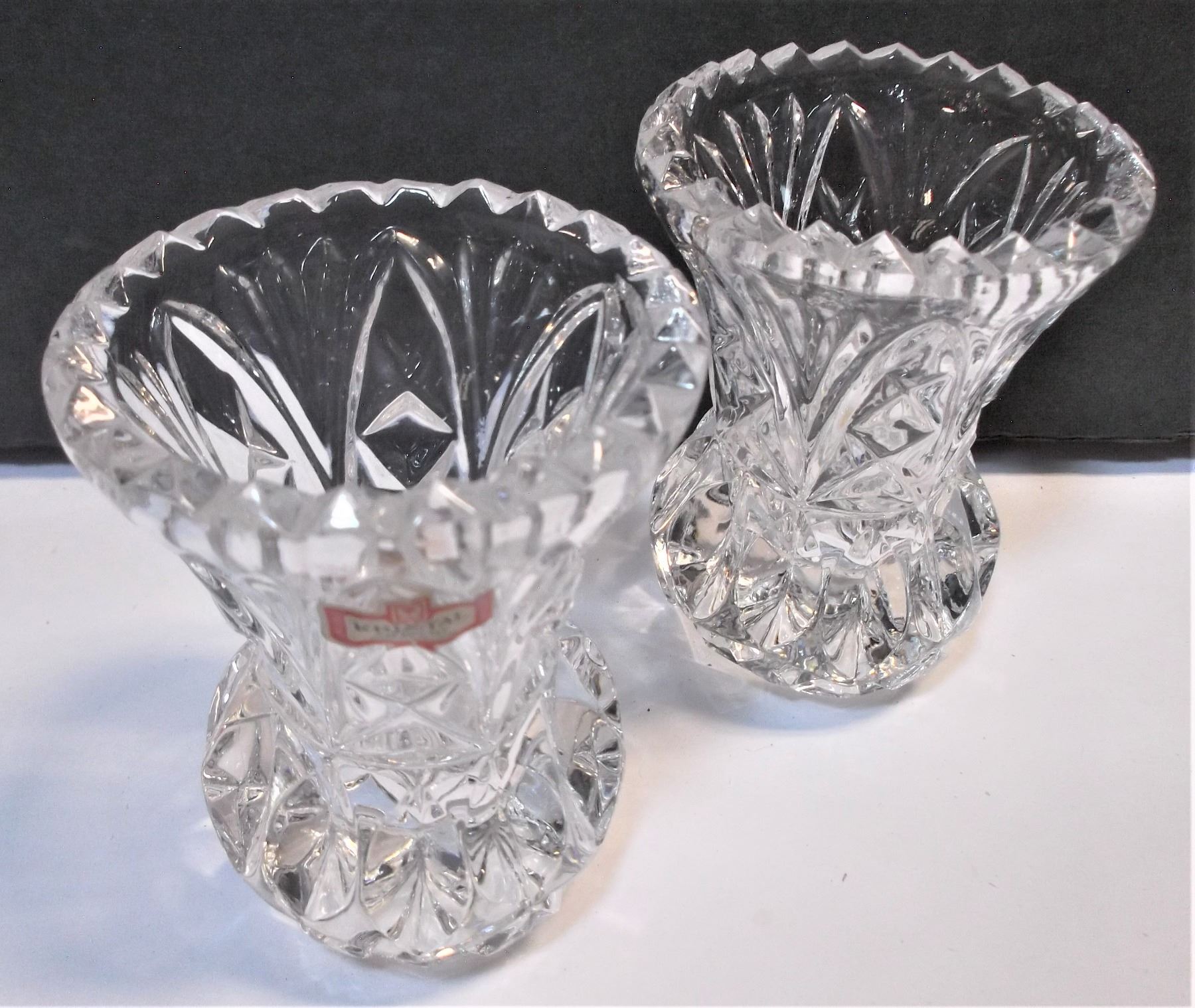 Pair of Zajecar Kristal Lead Crystal Vases - Made in Yugoslavia