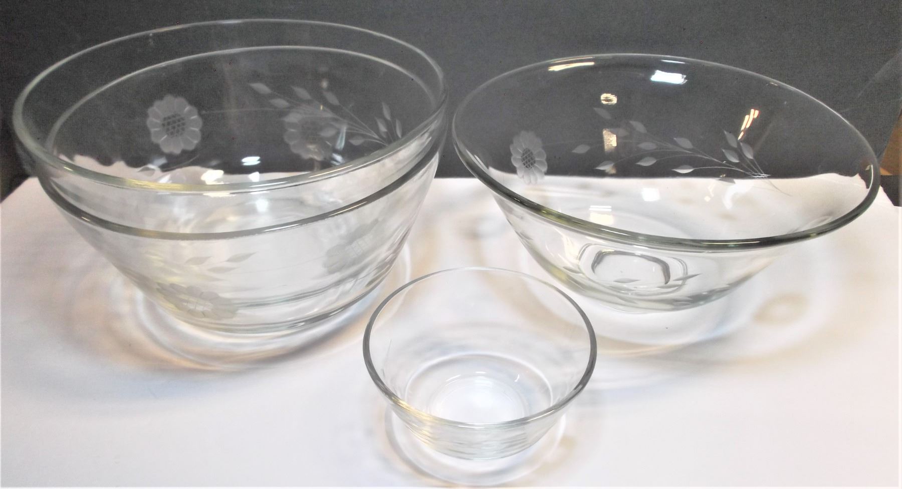 Four Cornflower Crystal Bowls - Three Different Sizes