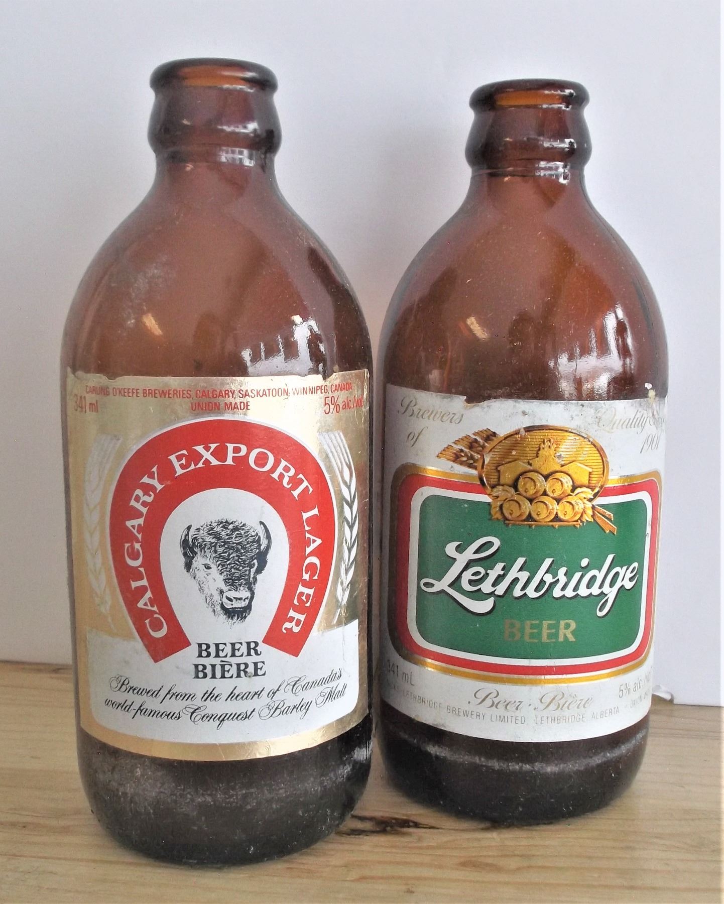 TWO Alberta Brewery Stubby Beer Bottles - Calgary Export Lager and ...