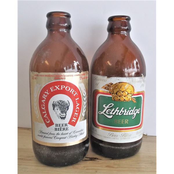 TWO Alberta Brewery Stubby Beer Bottles - Calgary Export Lager and ...