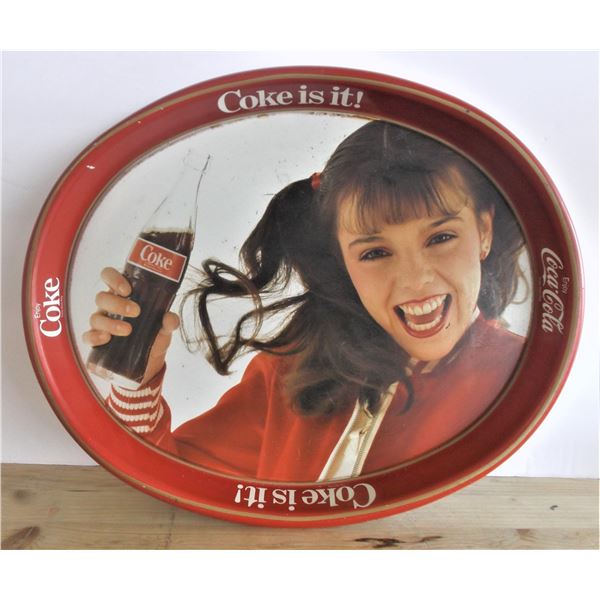Coca-Cola 1982 Coke is It! Kim Christmas Tray - 15"