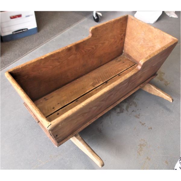 Handmade Wooden Cradle - Comes with a handmade lining/padding