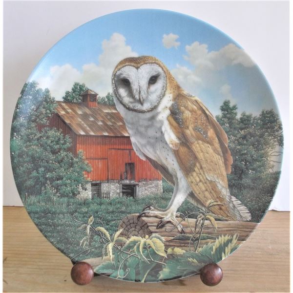 "The Barn Owl" by Jim Beaudoin Collectors Plate with Stand