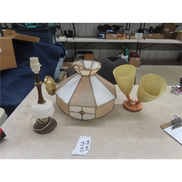Stained Glass Light Fixture Retro Lamp And Light Fixture And Area Rug