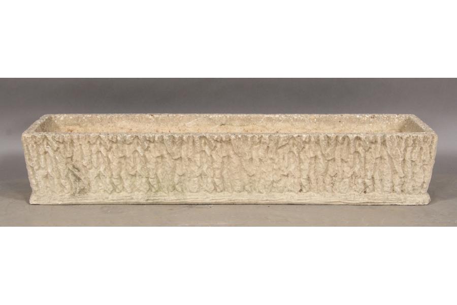 3 CAST STONE RECTANGULAR PLANTERS FAUX BOIS