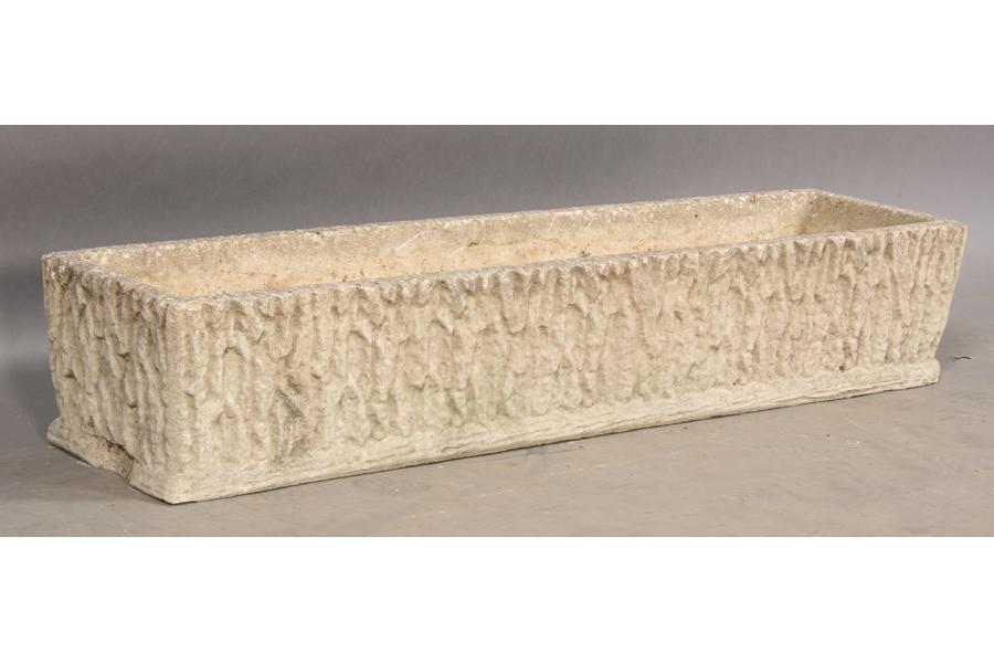 3 CAST STONE RECTANGULAR PLANTERS FAUX BOIS