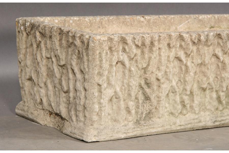 3 CAST STONE RECTANGULAR PLANTERS FAUX BOIS