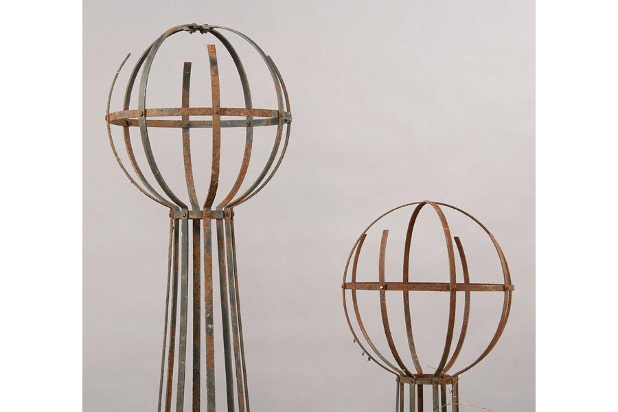 GROUP OF THREE WROUGHT IRON TOPIARY FORMS