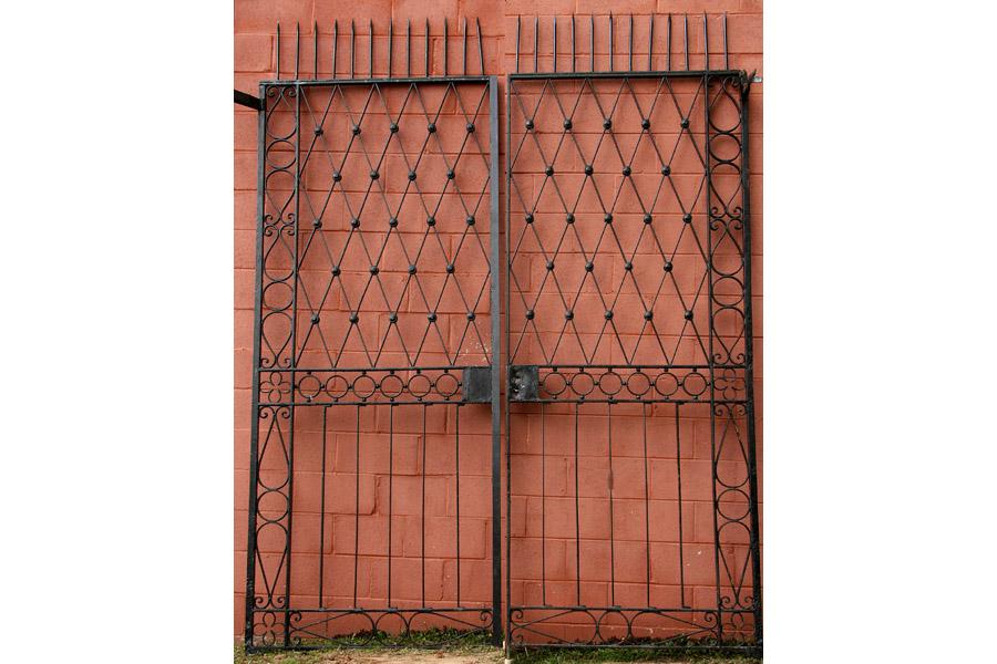 pair iron garden gates Regency style vintage