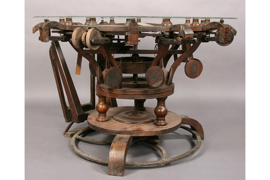 ANTIQUE CARVED INDUSTRIAL KNITTING MACHINE WOOD