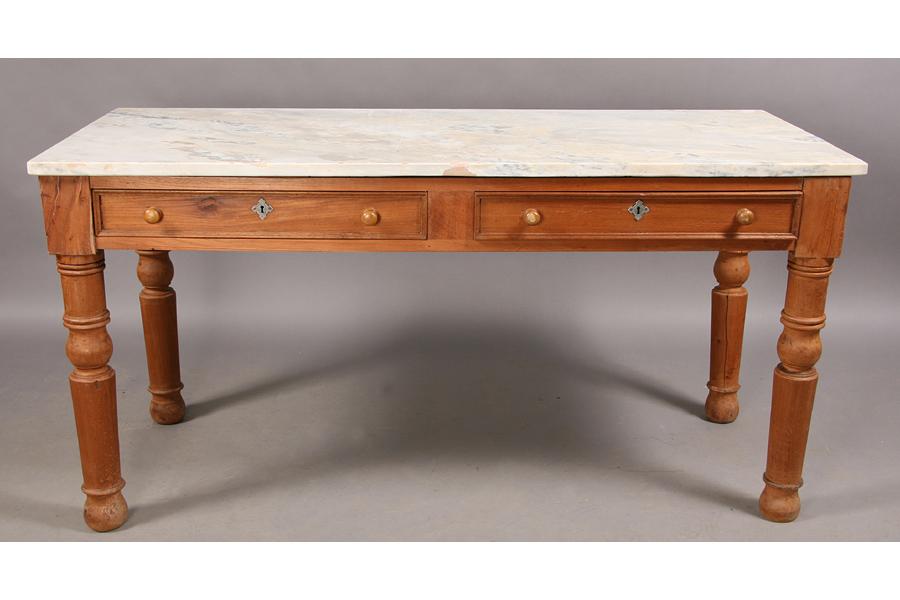 ANTIQUE MARBLE TOP PASTRY TABLE SLAB TOP