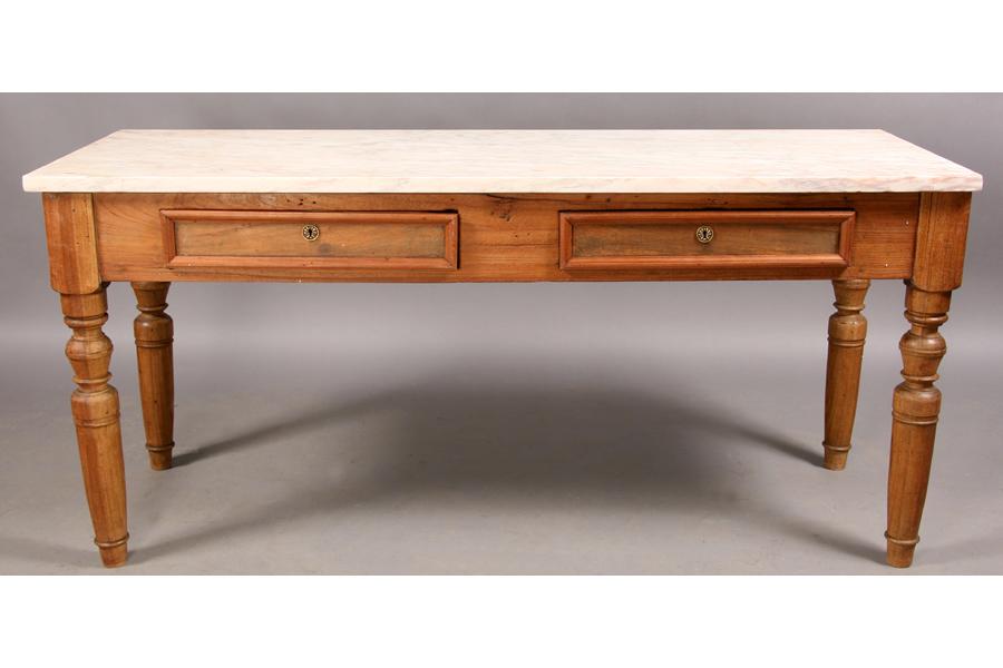 ANTIQUE MARBLE TOP PASTRY TABLE SLAB TOP PAINTED