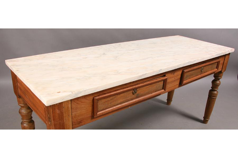ANTIQUE MARBLE TOP PASTRY TABLE SLAB TOP PAINTED