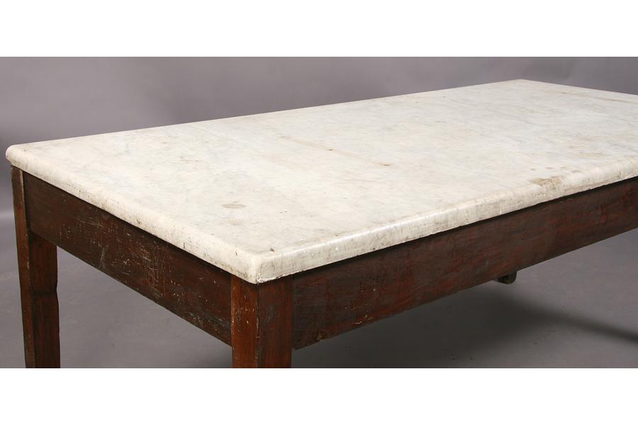 LARGE VINTAGE MARBLE TOP PASTRY TABLE ISLAND