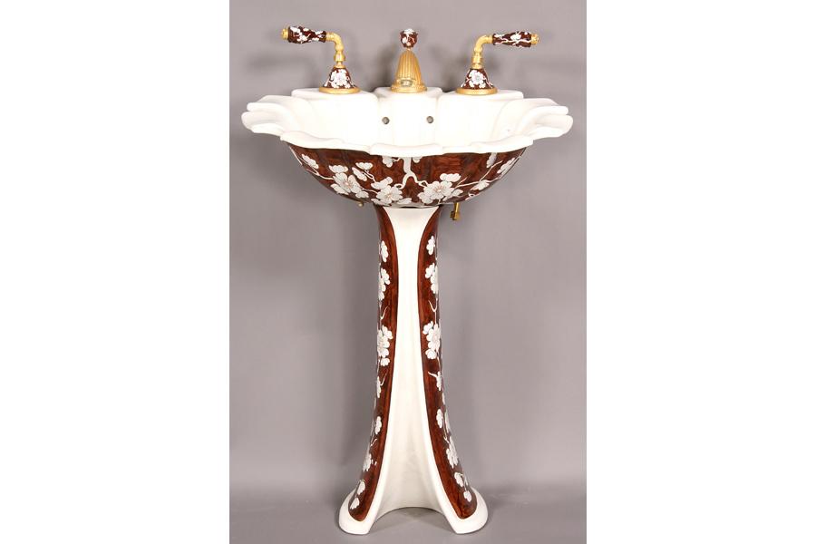 LABELED SHERLE WAGNER SHELL FORM BATHROOM SINK