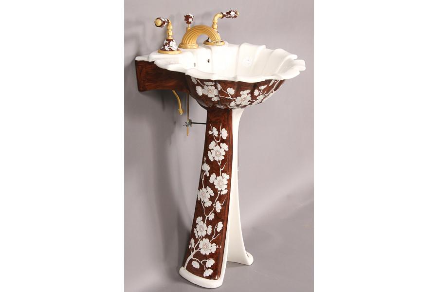 LABELED SHERLE WAGNER SHELL FORM BATHROOM SINK