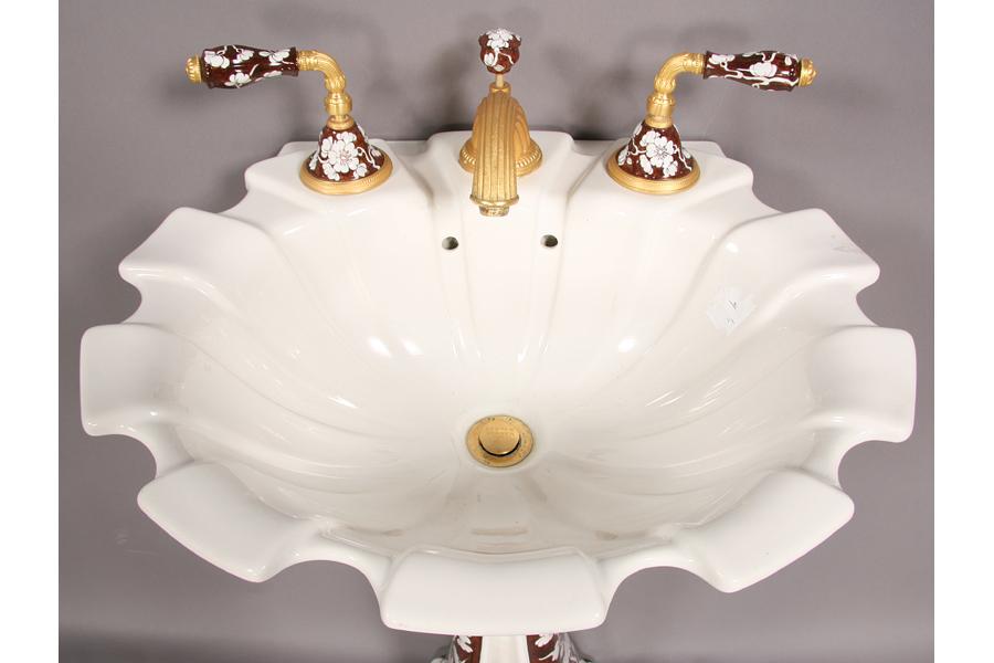 LABELED SHERLE WAGNER SHELL FORM BATHROOM SINK