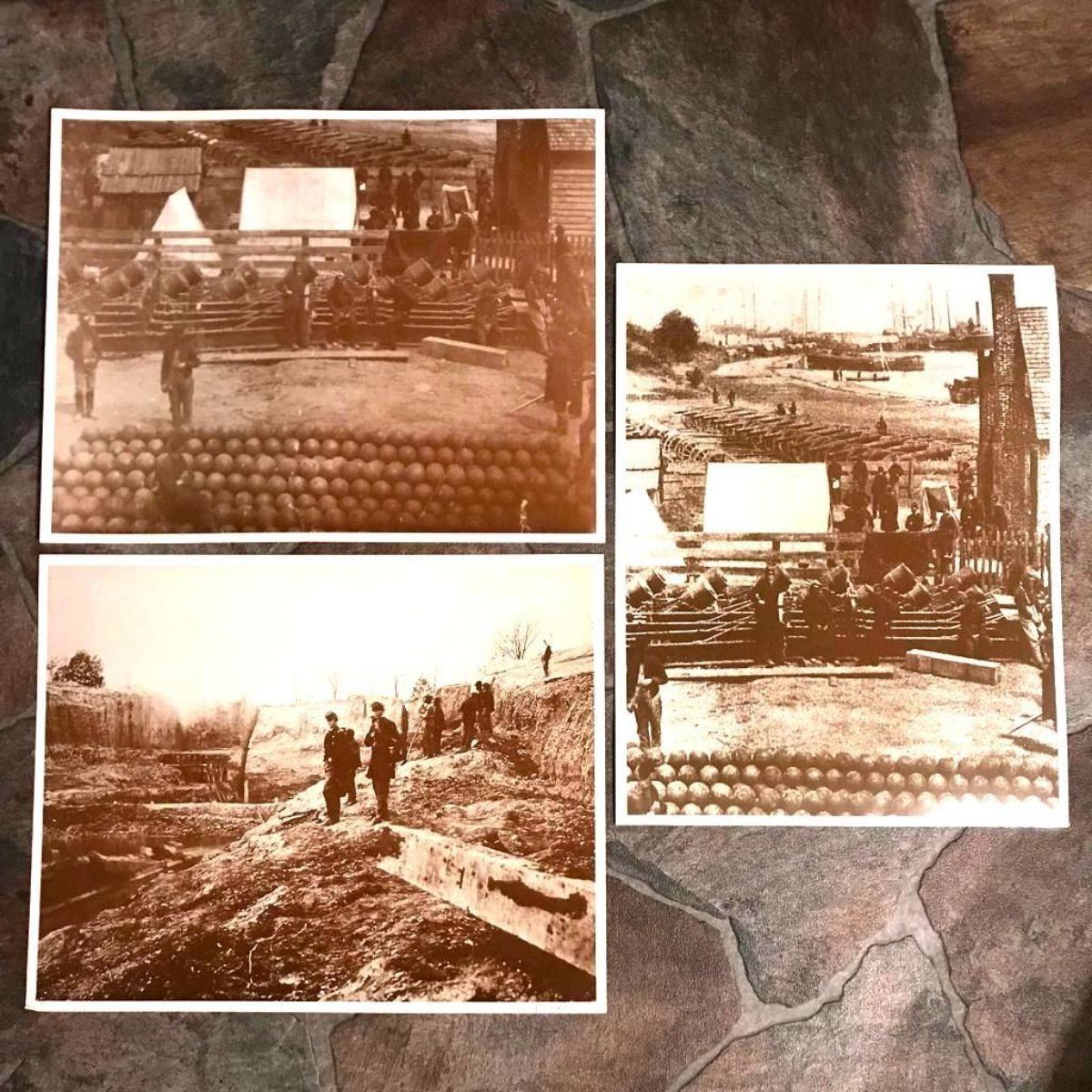 Set of Civil War Fort Scenes, Sepia Prints