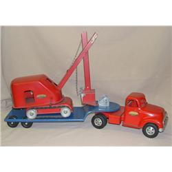 1955 Tonka Lo-Boy Truck & Trailer w/ Shovel