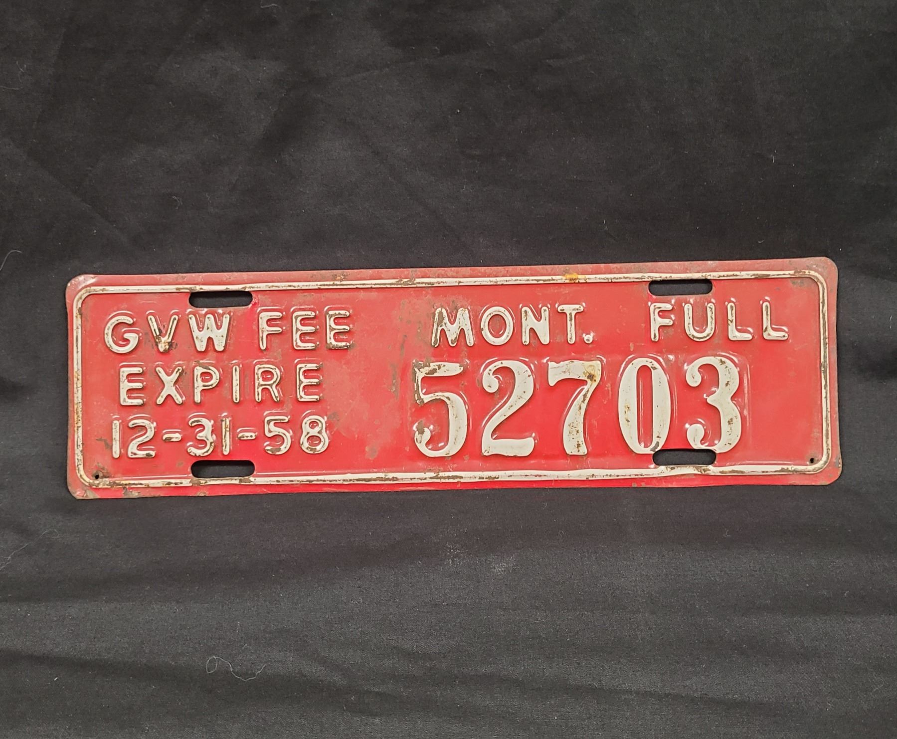 1958 MONTANA COMMERCIAL LICENSE PLATE