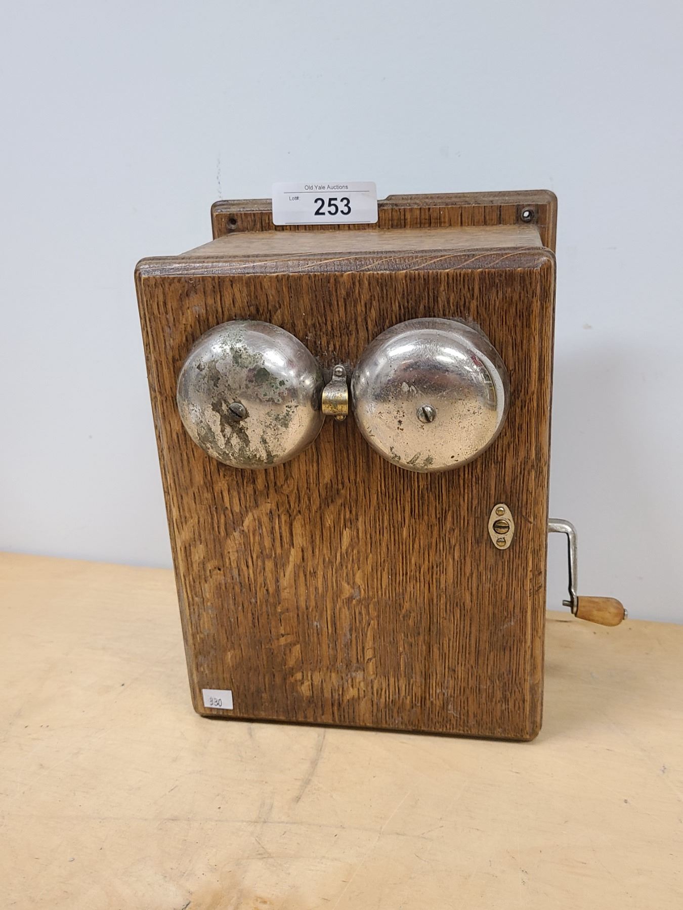 ANTIQUE OAK WALL CRANK WALL TELEPHONE
