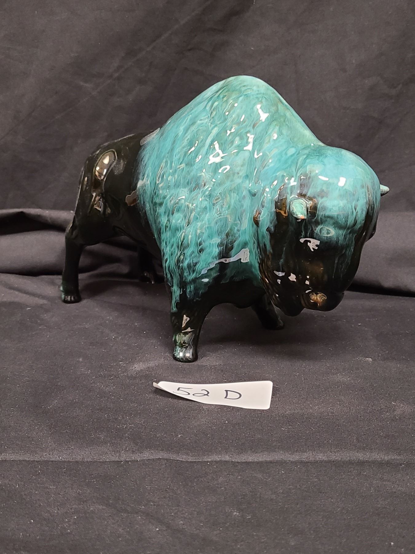LARGE BLUE MOUNTAIN POTTERY BUFFALO FIGURINE