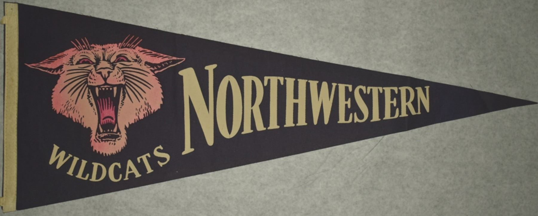 VINTAGE 1960'S NORTHWESTERN WILDCATS PENNANT FLAG