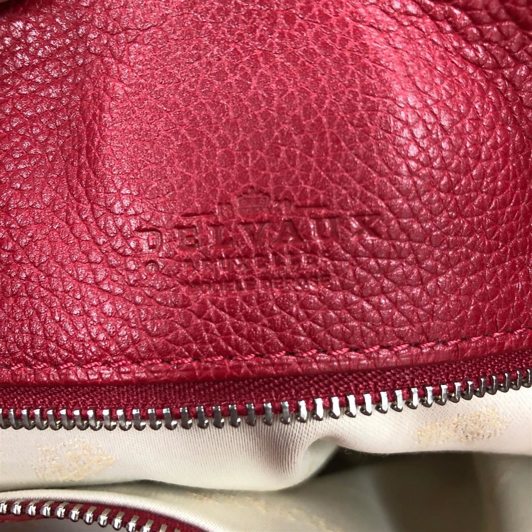 Delvaux Logo Shoulder Bag Leather Large Red