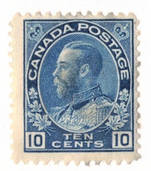 King George V "Admiral" Issue, 10 Cent Blue, 20 Feb 1922, Mint with Gum ...