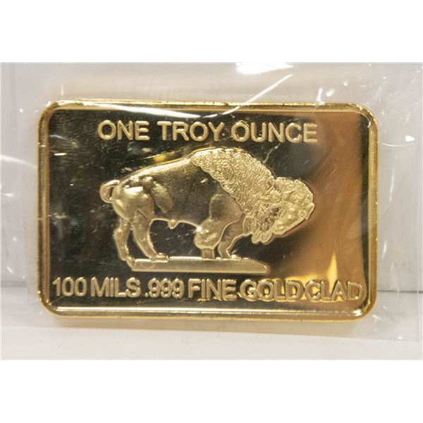 100 MILS 999 FINE GOLD CLAD 1 TROY OUNCE BAR 100 MILS 999 FINE GOLD CLAD 1 TROY OUNCE BAR