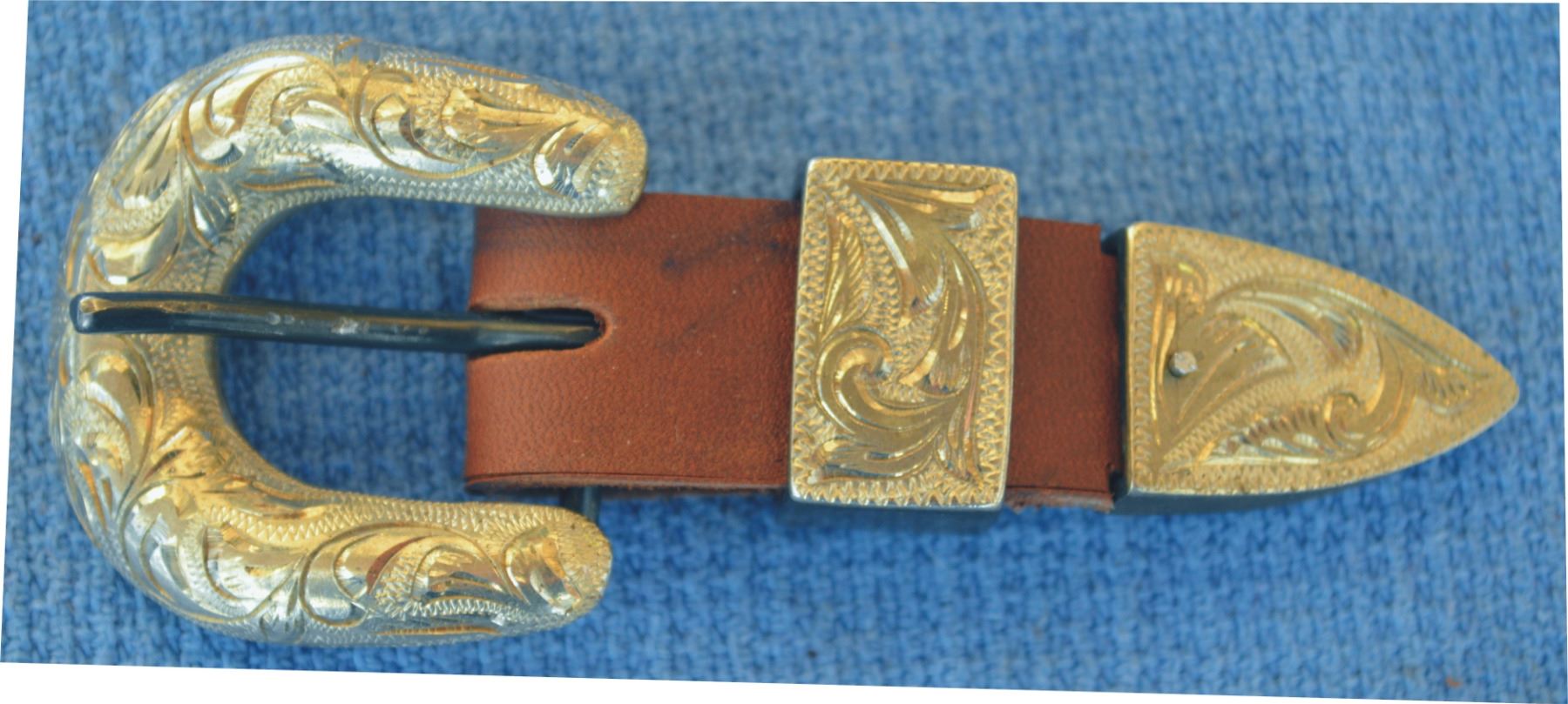 Les Vogt silver overlaid ranger buckle set