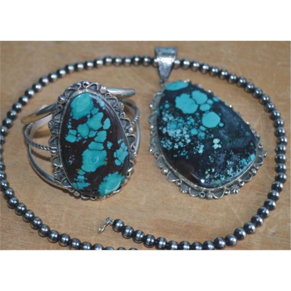 Tonopah, Nevada silver & turquoise set