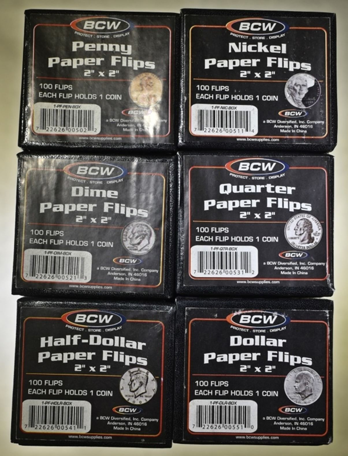 PAPER COIN FLIPS WITH PLASTIC WINDOW LOT: