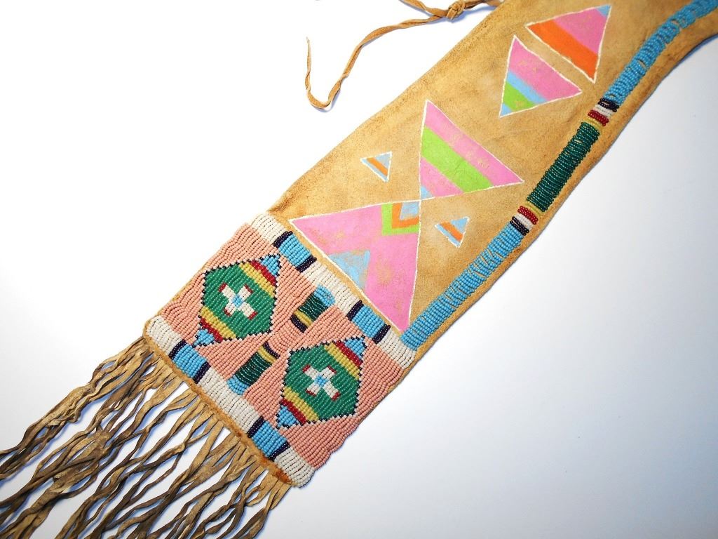 Crow Beaded & Painted Pipe Bag Early 1900's