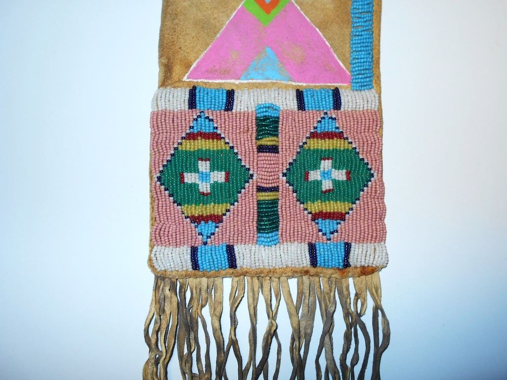 Crow Beaded & Painted Pipe Bag Early 1900's
