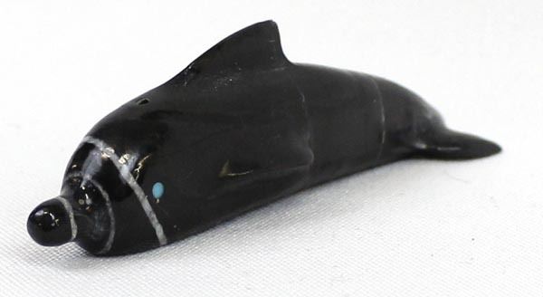 1993 Zuni Black Marble Dolphin Fetish by Chavez
