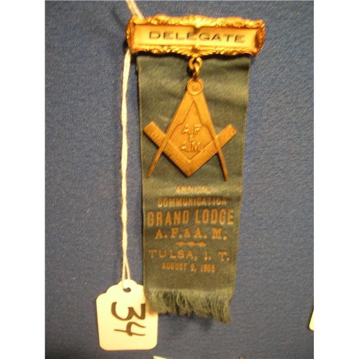 Antique Freemason Pin/Ribbon 1905