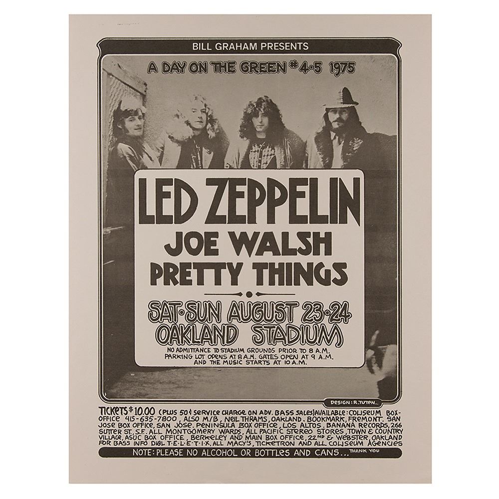 Led Zeppelin 1975 'Day on the Green' Oakland Concert Poster