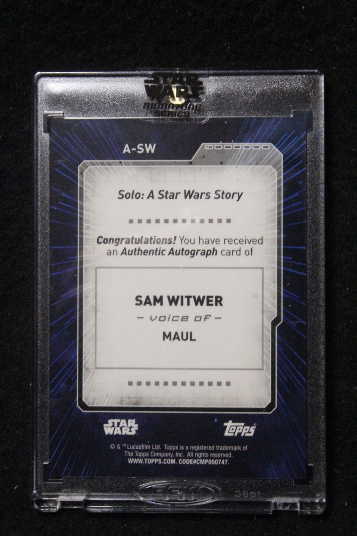 2022 STAR WARS SIGNATURE DAUL MAUL SAM WITWER AUTO #3/50