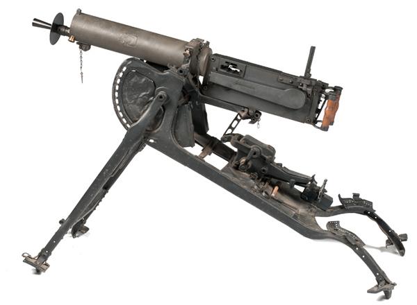 * German Maxim 08 Machine Gun on Sled Mount,