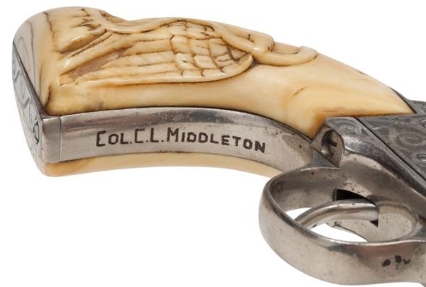 Engraved Colt Single-Action Army Revolver with Carved Ivory