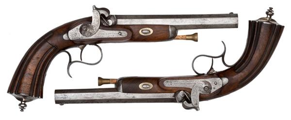 Pair of French Dueling Pistols by Bastidue A' Toulouse,