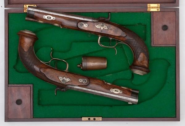German Percussion Pistols by G.A. Gruber in Suhl,