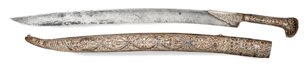 Balkan Yataghan with Silver Mounted Grip and Scabbard,